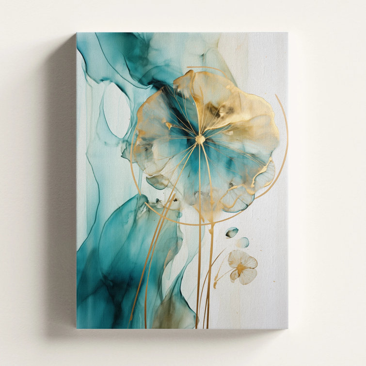 Mercer41 Gold Dandelion Wall Art | Abstract Floral Canvas Print | Wayfair.co.uk